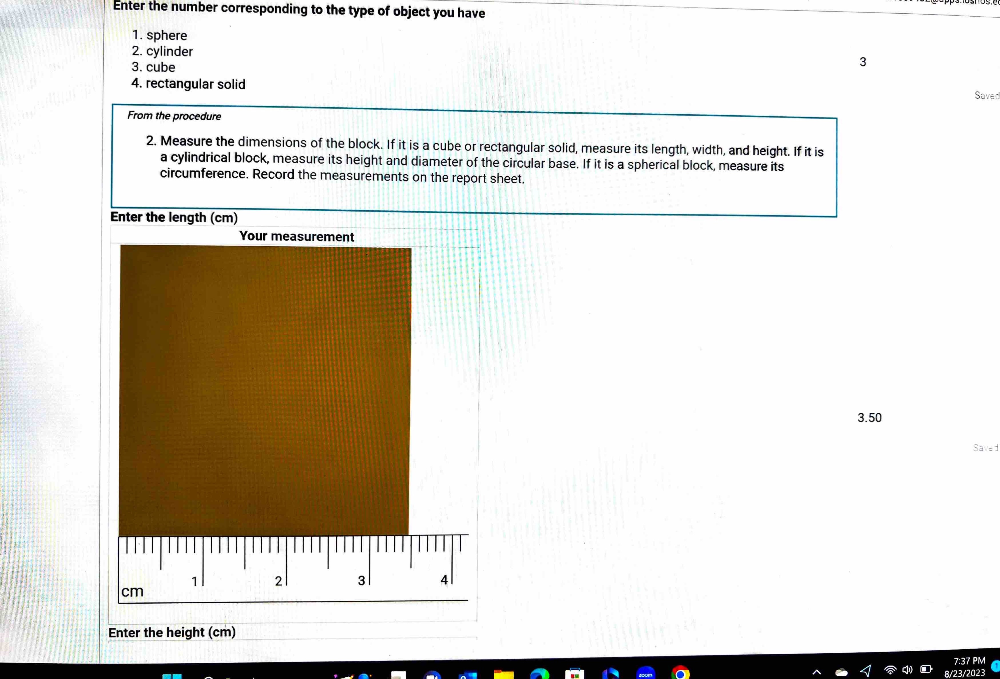 Aluminum foil dimensions: Width of aluminum foil (cm) | Chegg.com