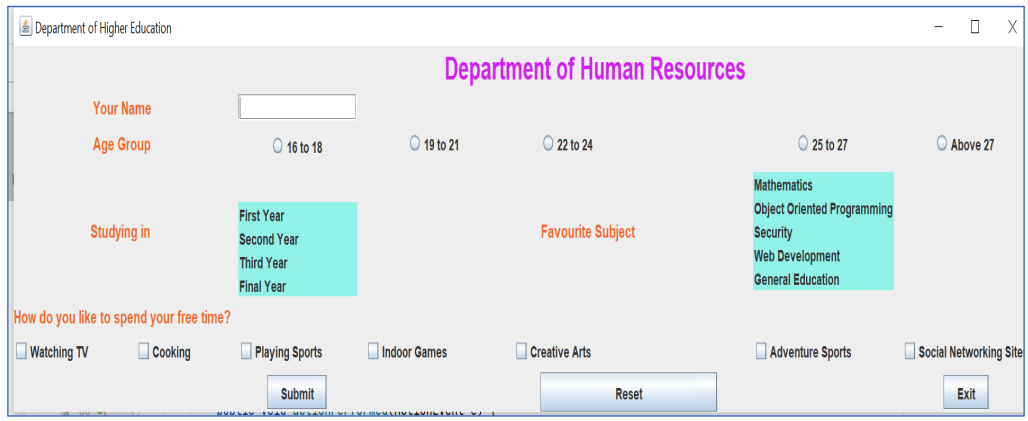 Solved Develop a GUI in JAVA Department of Human Resources | Chegg.com
