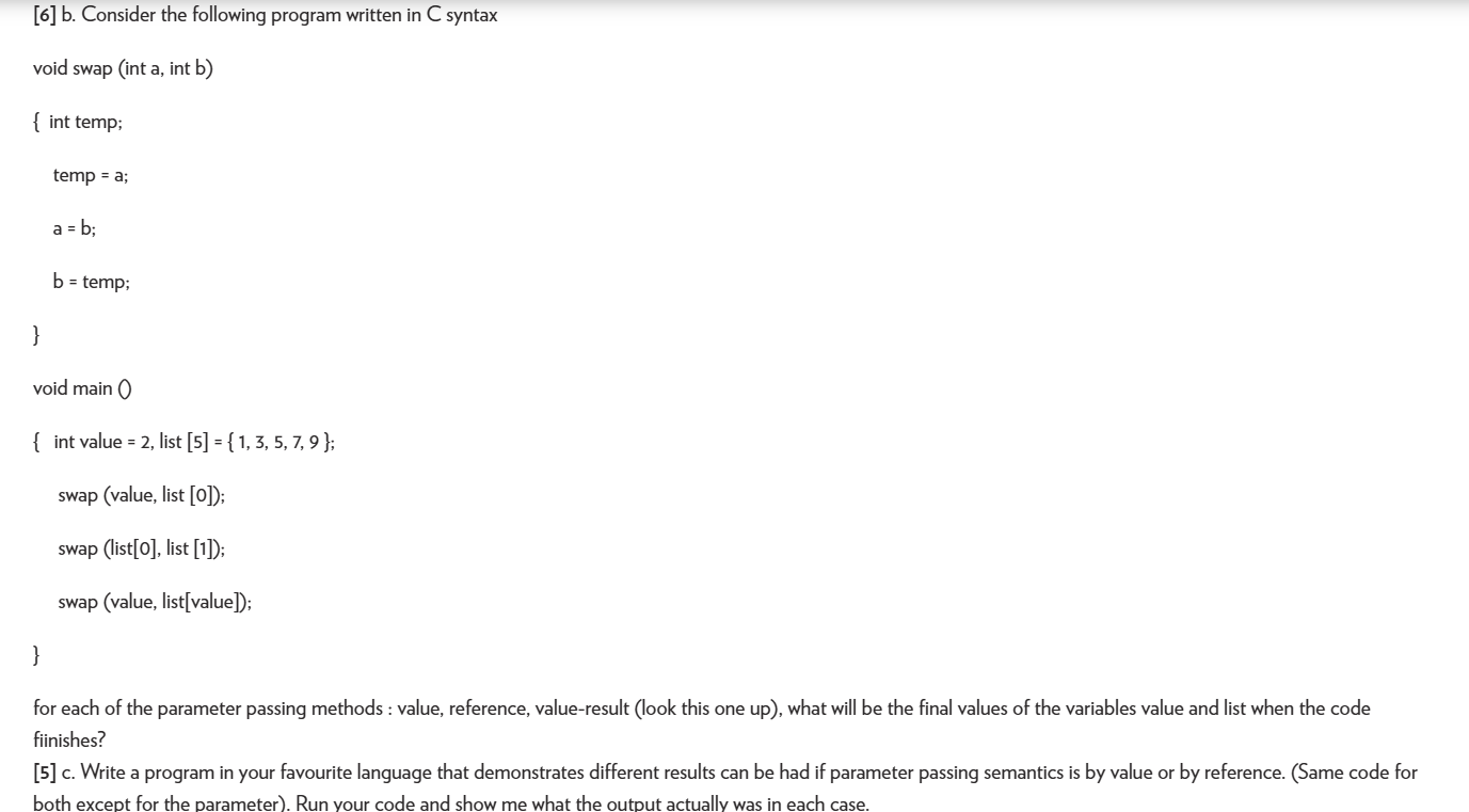 Solved [6] ﻿b. ﻿Consider the following program written in C | Chegg.com