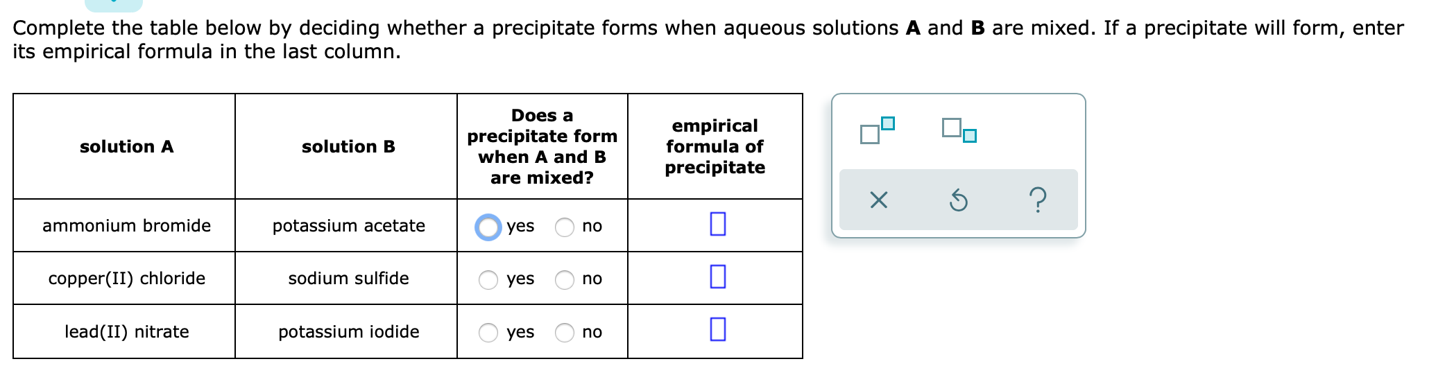 Solved Complete the table below by deciding whether a | Chegg.com