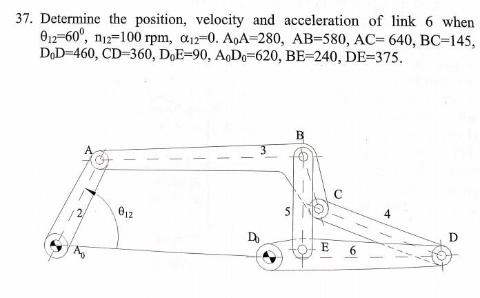 Solved 37. Determine the position, velocity and acceleration | Chegg.com