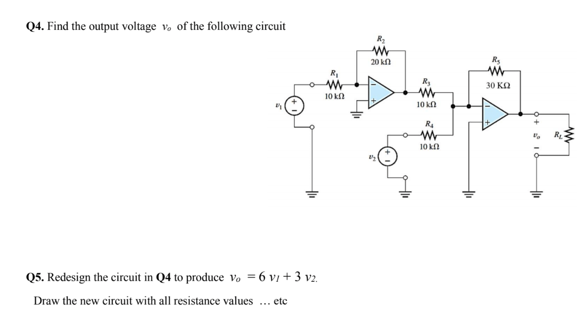 Solved Q4. Find the output voltage vo of the following | Chegg.com