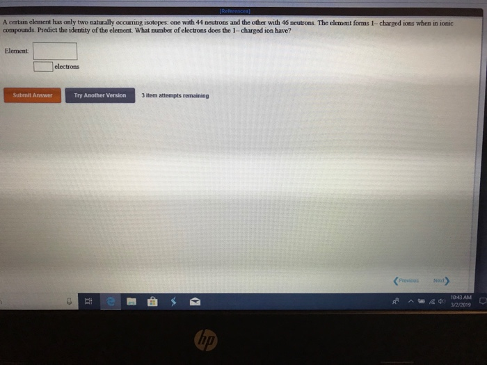 Solved A certain element has only two naturally occurring | Chegg.com
