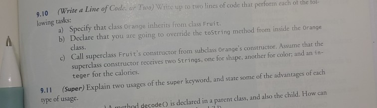 Solved 0.10 (Write a Line of Code or Two) Wrire up to two | Chegg.com