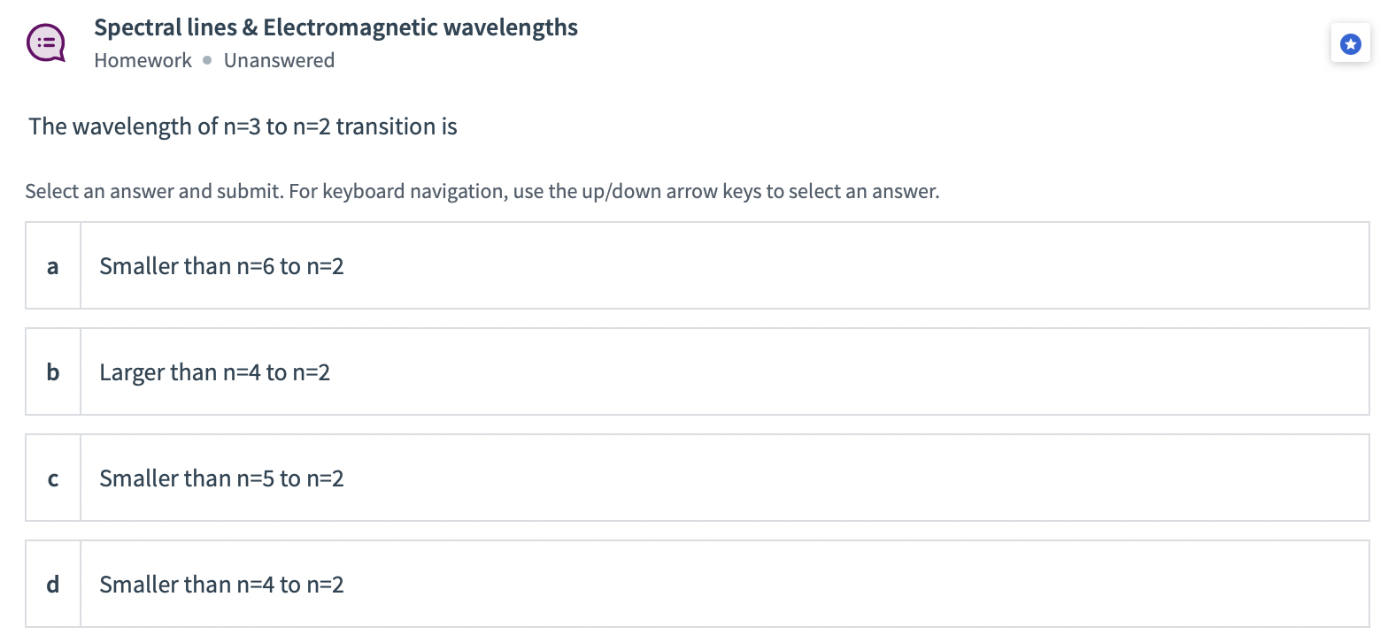Solved Spectral lines & Electromagnetic wavelengths Homework | Chegg.com