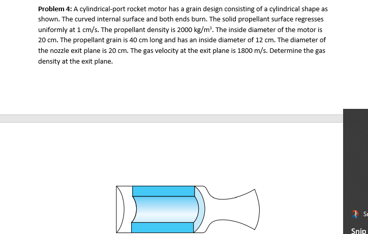 Solved Problem 4: A cylindrical-port rocket motor has a | Chegg.com