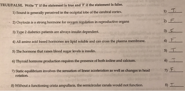Solved TRUE/FALSE. Write T'if the statement is true and F' | Chegg.com Solved TRUE/FALSE. Write T'if the statement is true and F' | Chegg.com