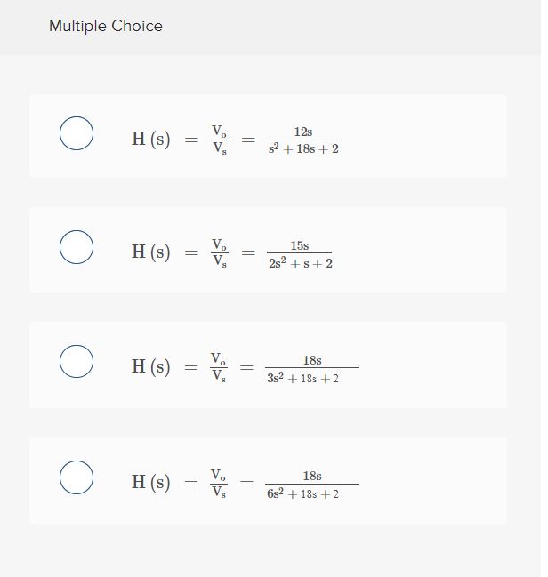 Solved Find the transfer function H(s)=Vo/Vs for the circuit | Chegg.com