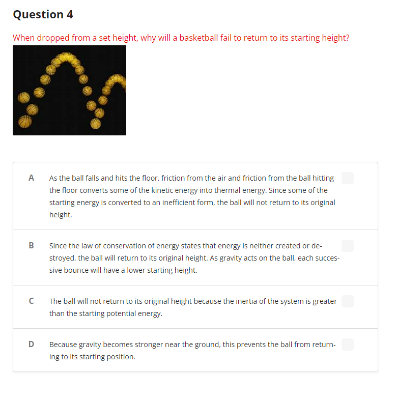 Solved When dropped from a set height, why will a basketball | Chegg.com