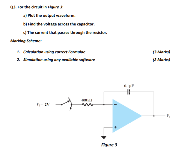 Solved Q3. For the circuit in Figure 3: a) Plot the output | Chegg.com