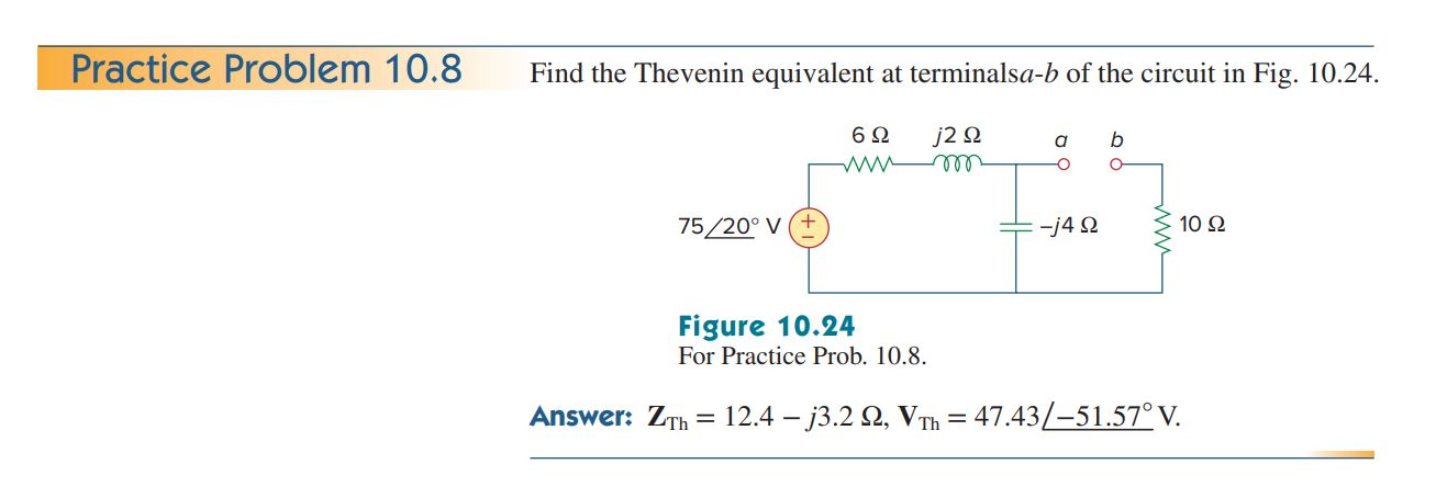 Solved Practice Problem 10.8 Find the Thevenin equivalent at | Chegg.com