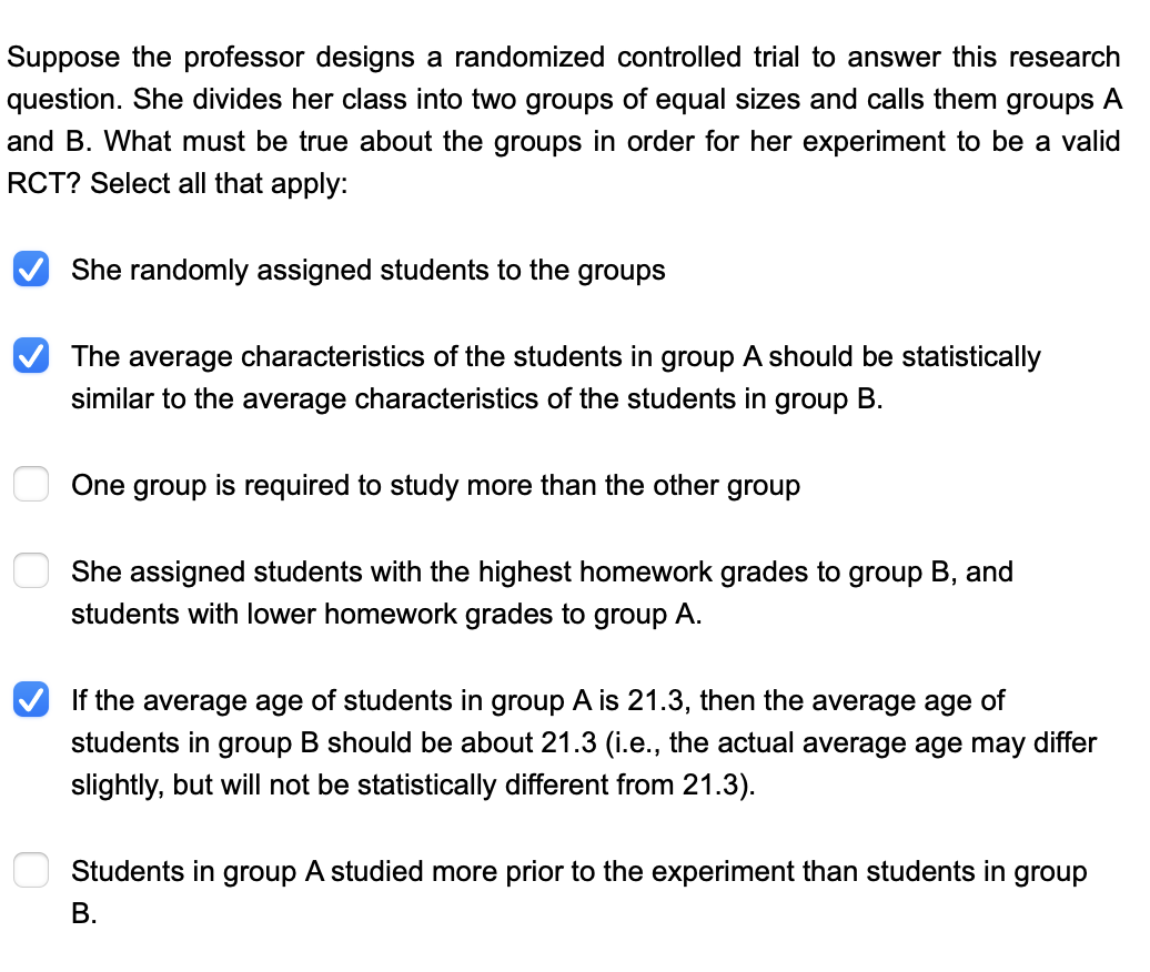 Solved Suppose the professor designs a randomized controlled | Chegg.com
