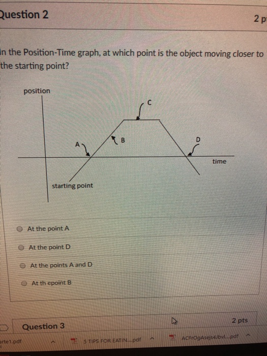 Solved in the position Timed graph,at which point is the | Chegg.com