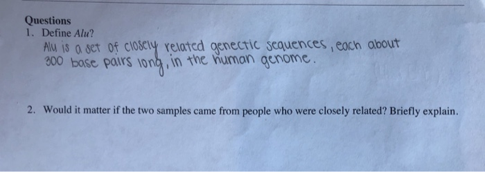 Solved Questions 1. Define Alu? Alu is a set of cloey | Chegg.com
