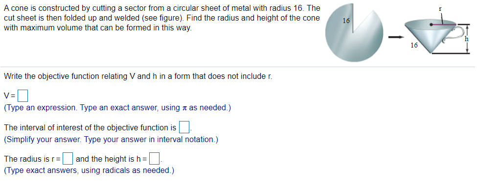 Solved A cone is constructed by cutting a sector from a | Chegg.com