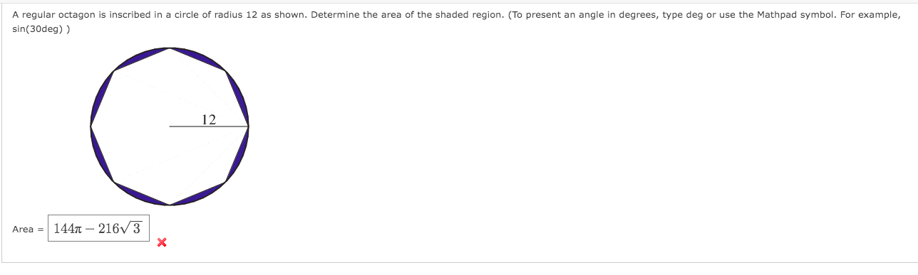 Solved A regular octagon is inscribed in a circle of radius | Chegg.com