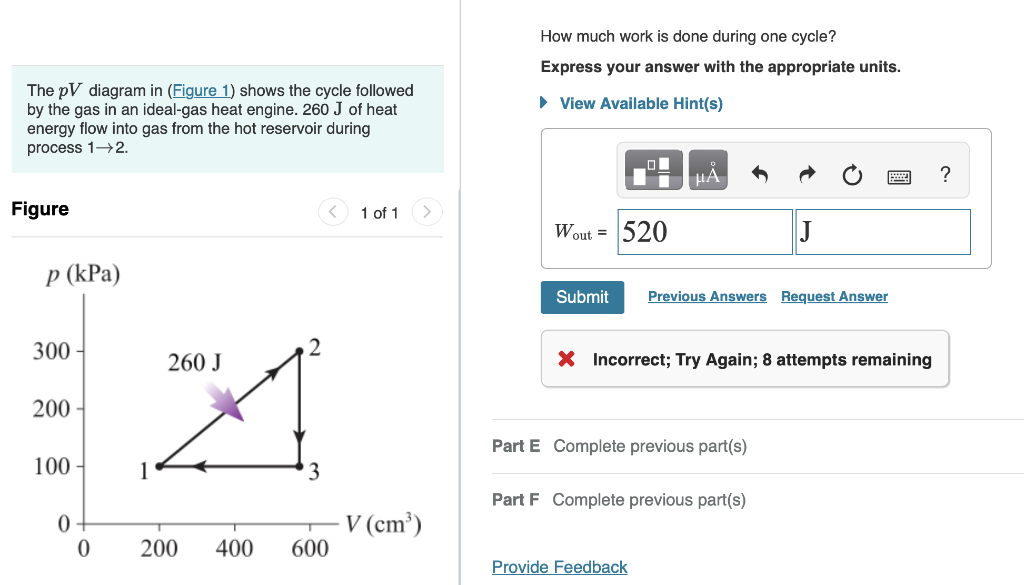 Solved How much work is done during one cycle? Express your | Chegg.com