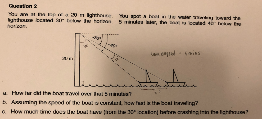 Solved Question 2 You are at the top of a 20 m lighthouse. | Chegg.com