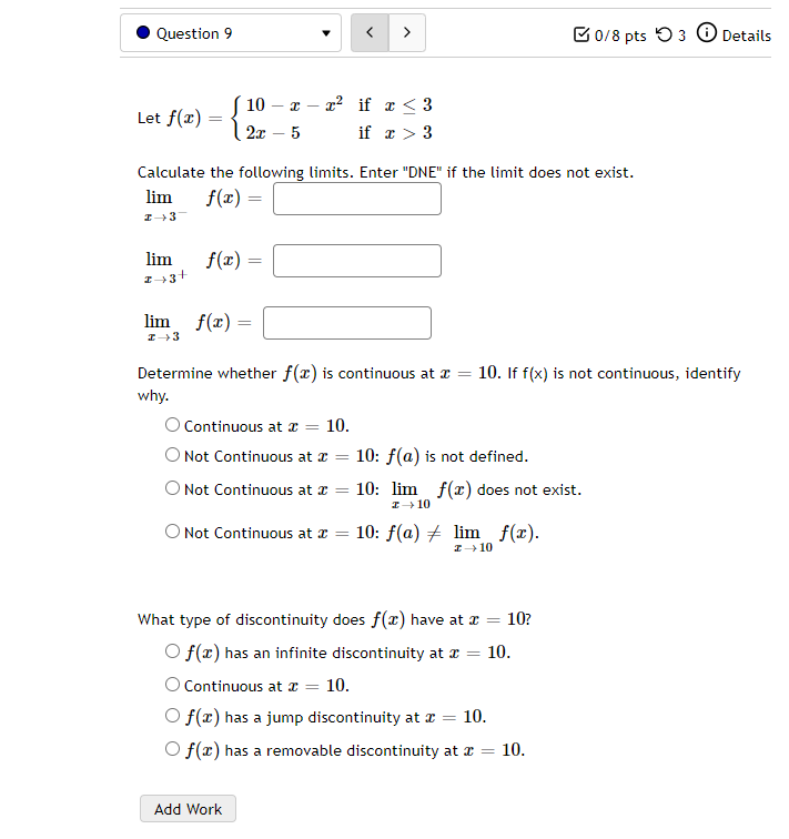 Solved Question 9 > 0/8 pts 3 Details Let f(2) - 10 - 2 - 22 | Chegg.com