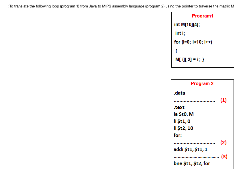 Solved To translate the following loop (program 1) from Java | Chegg.com