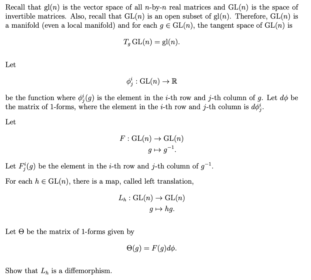 Solved Recall That Gln Is The Vector Space Of All N By N 