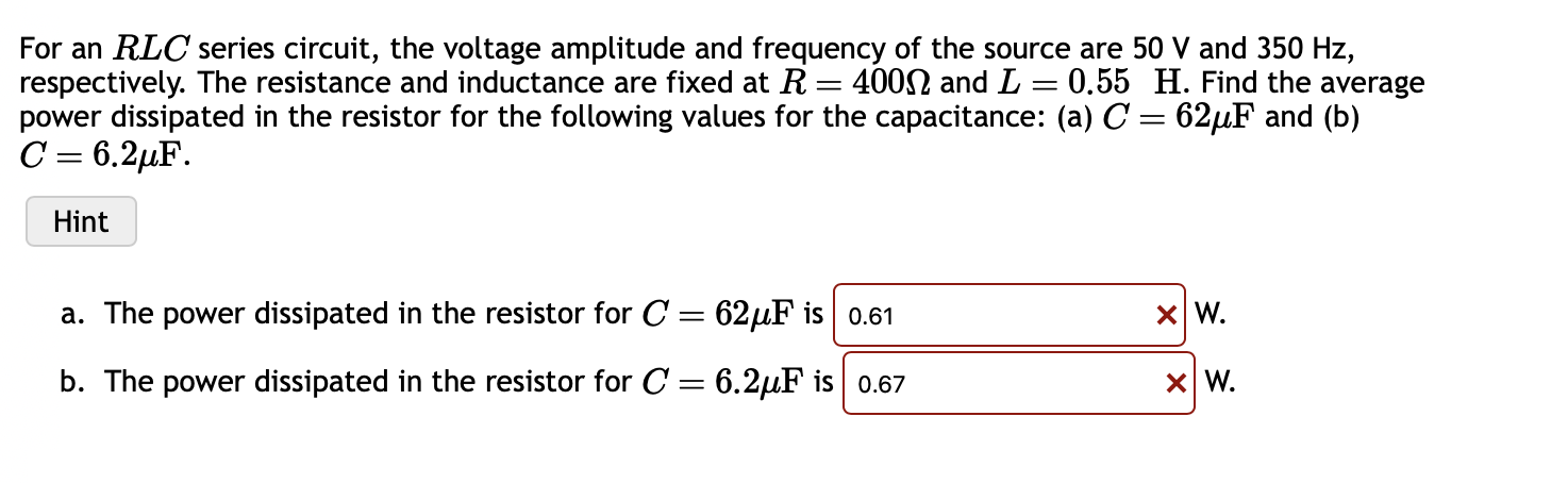 Solved For an RLC series circuit, the voltage amplitude and | Chegg.com