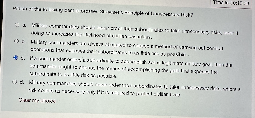 Which of the following best expresses Strawser's | Chegg.com