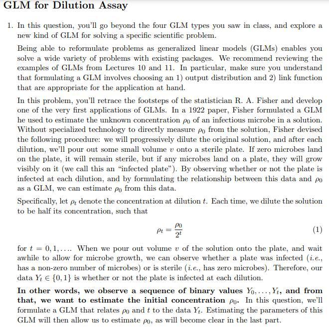 Solved GLM for Dilution Assay 1. In this question, you'll go | Chegg.com
