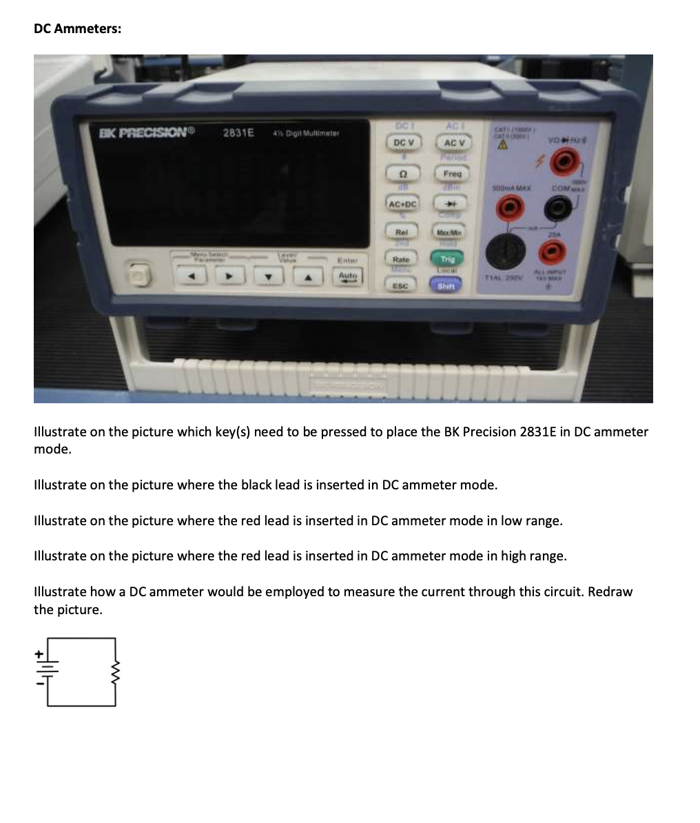 Solved DC Ammeters: DO EK PRECISION 2831E 45 Dog Multimeter | Chegg.com