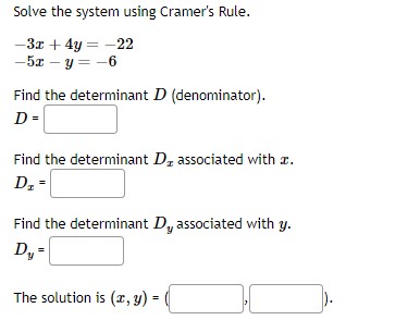 Solved Solve the system using Cramer's Rule. | Chegg.com
