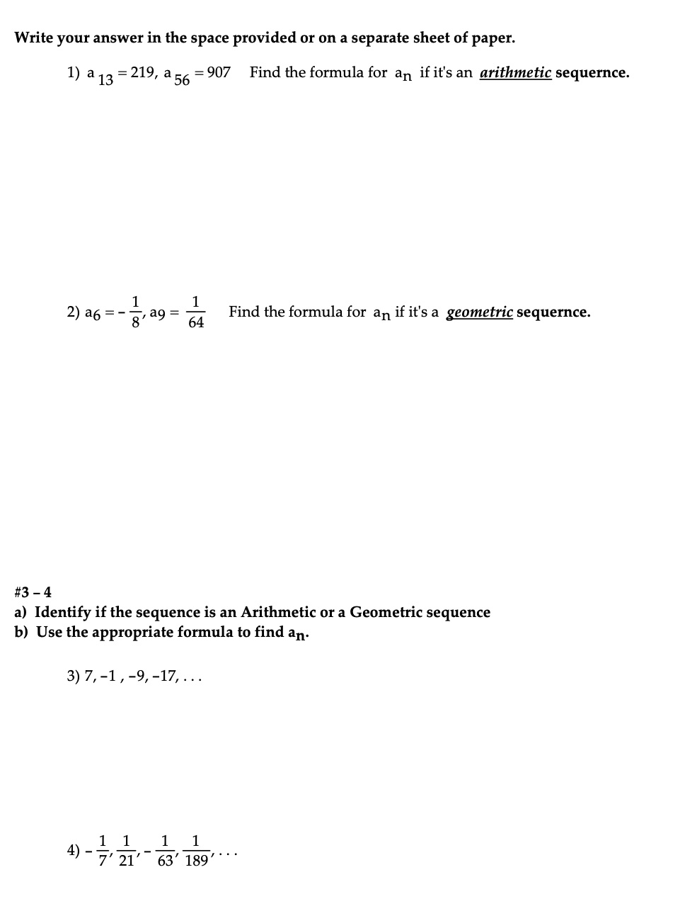 Solved Write your answer in the space provided or on a | Chegg.com