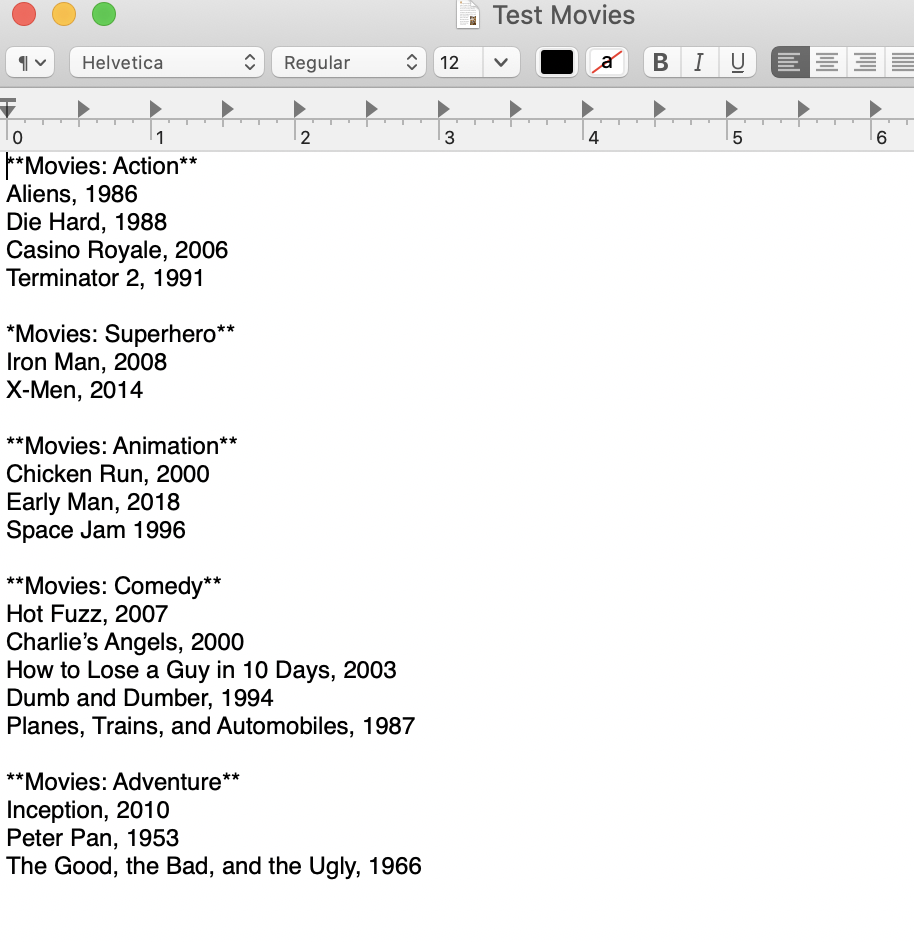 Solved PYTHON Below is an .txt file of a list of movies, the | Chegg.com