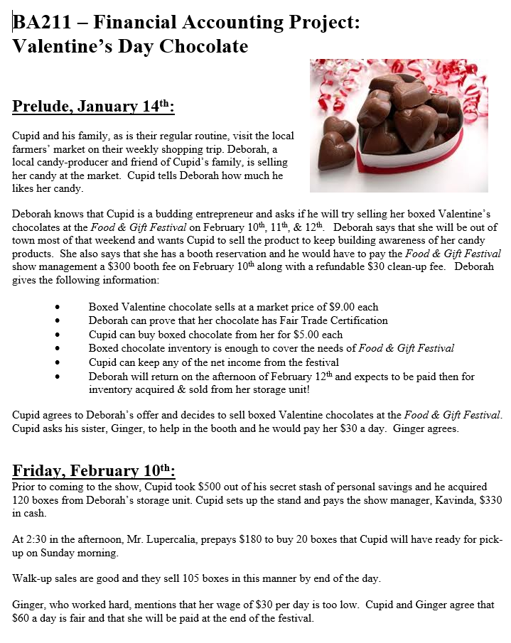 Solved BA211 – Financial Accounting Project: Valentine's Day | Chegg.com