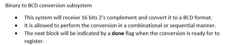 Solved Binary to BCD conversion subsystem - This system will | Chegg.com