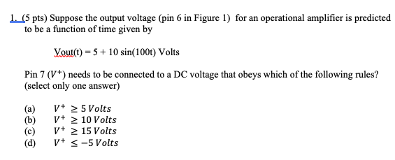 Solved OFFSET NULL 1 8 NC INVERTING INPUT - 2 7 Vt | Chegg.com