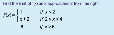 Solved Find the limit of f(x) as x approaches 2 from the | Chegg.com