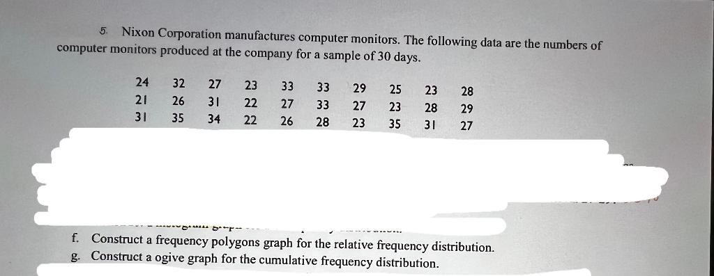 Solved 5. Nixon Corporation manufactures computer monitors. | Chegg.com