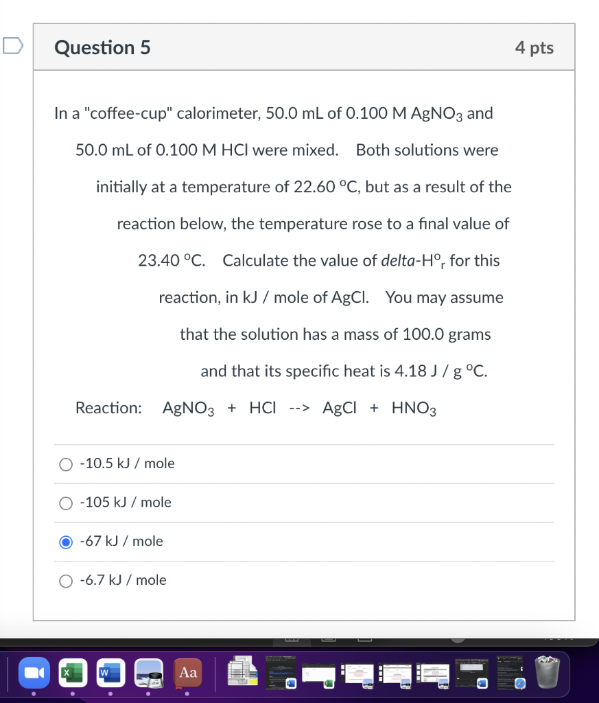 Solved In a "coffee-cup" calorimeter, 50.0 mL of 0.100MAgNO3 | Chegg.com