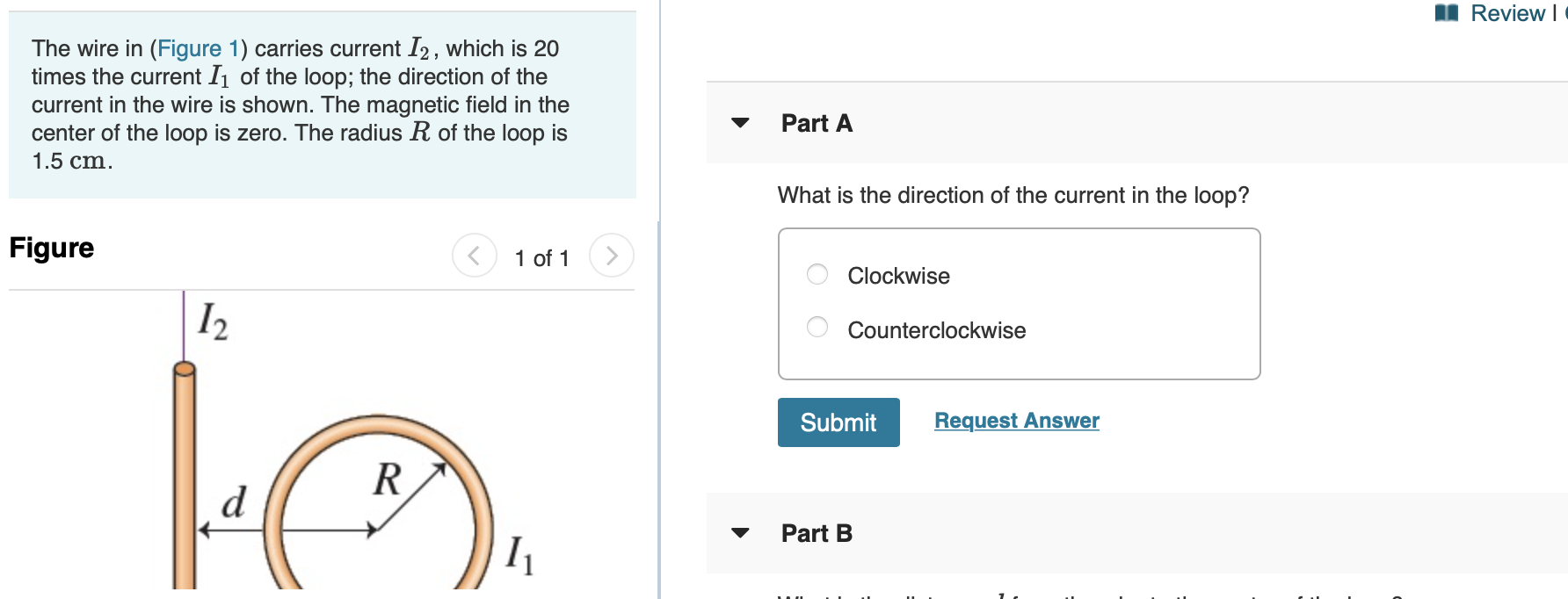 Solved Review The wire in (Figure 1) carries current 12, | Chegg.com