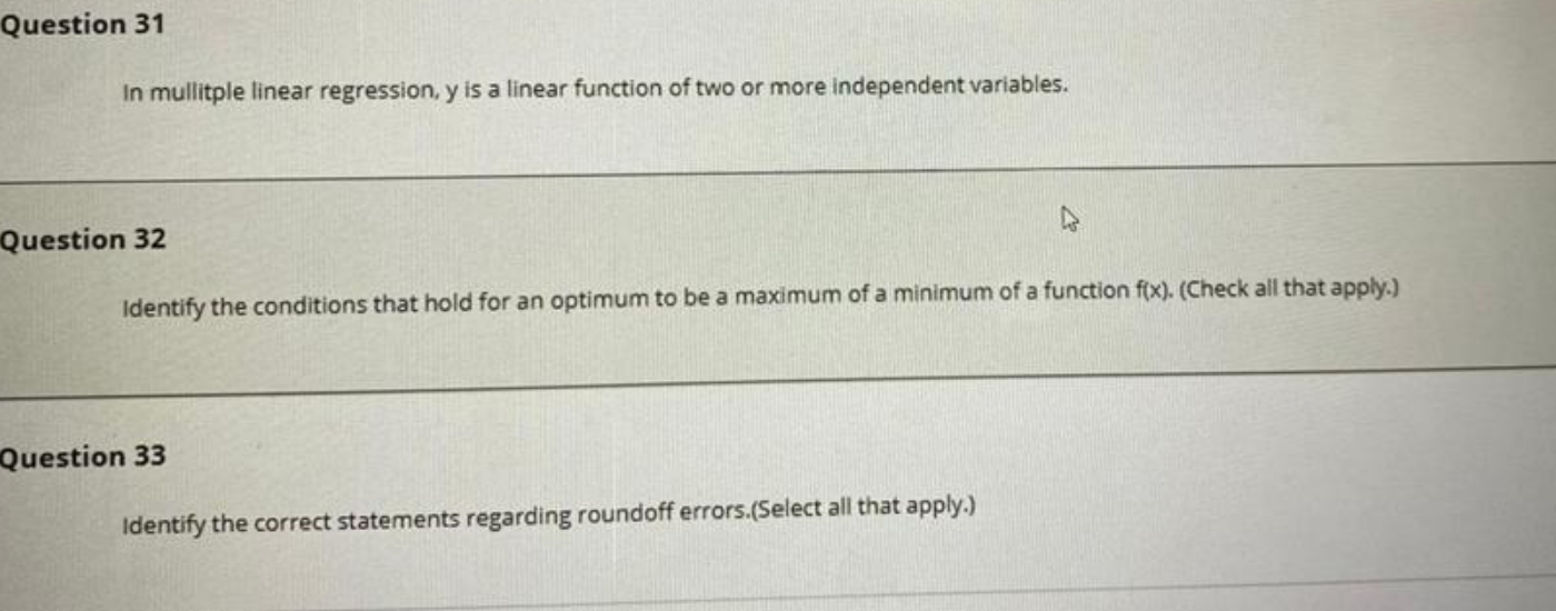 In mullitple linear regression, y is a linear | Chegg.com