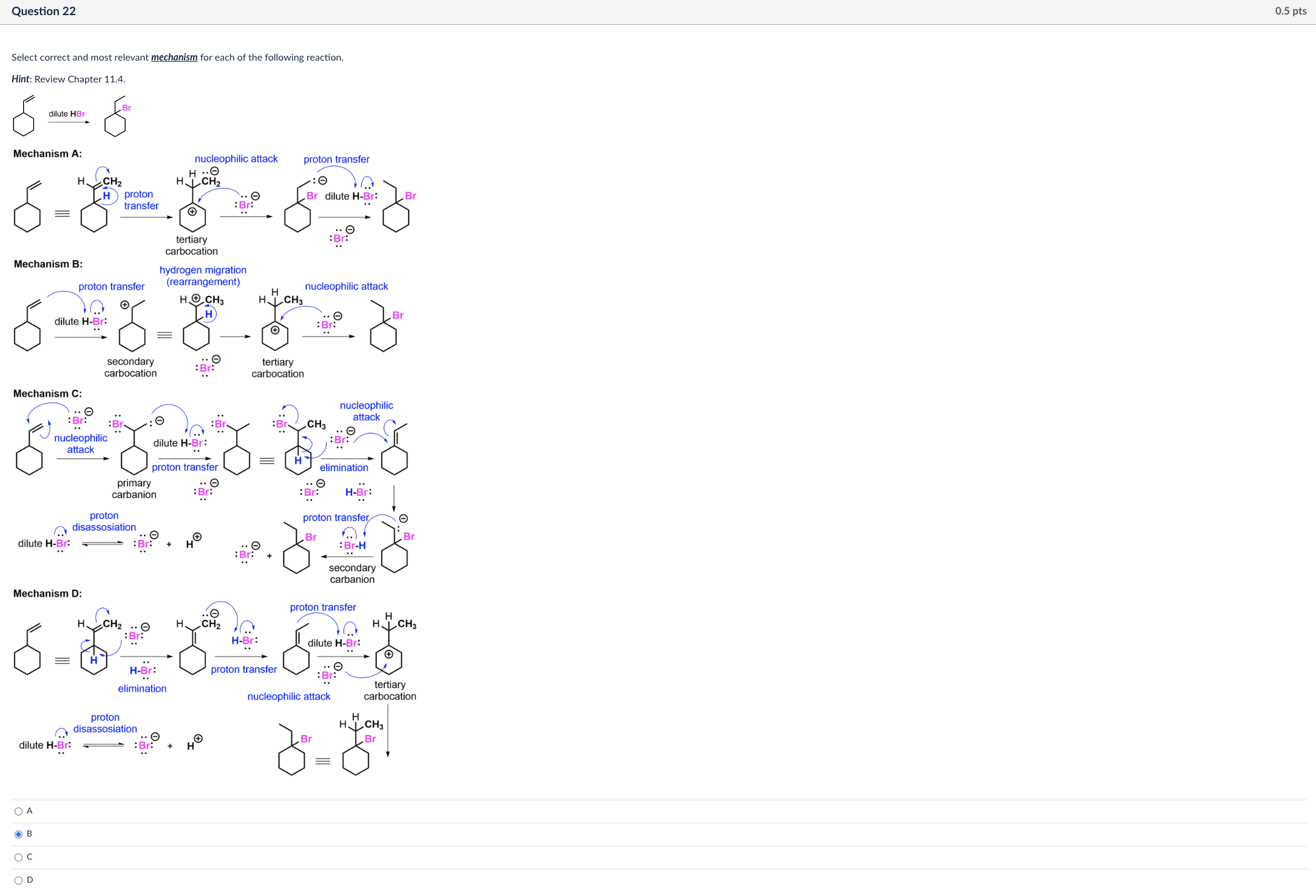 Solved Select correct and most relevant mechanism for each | Chegg.com