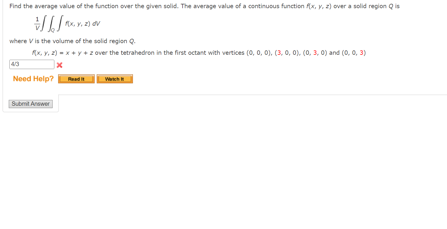 Solved Find the average value of the function over the given | Chegg.com Solved Find the average value of the function over the given | Chegg.com