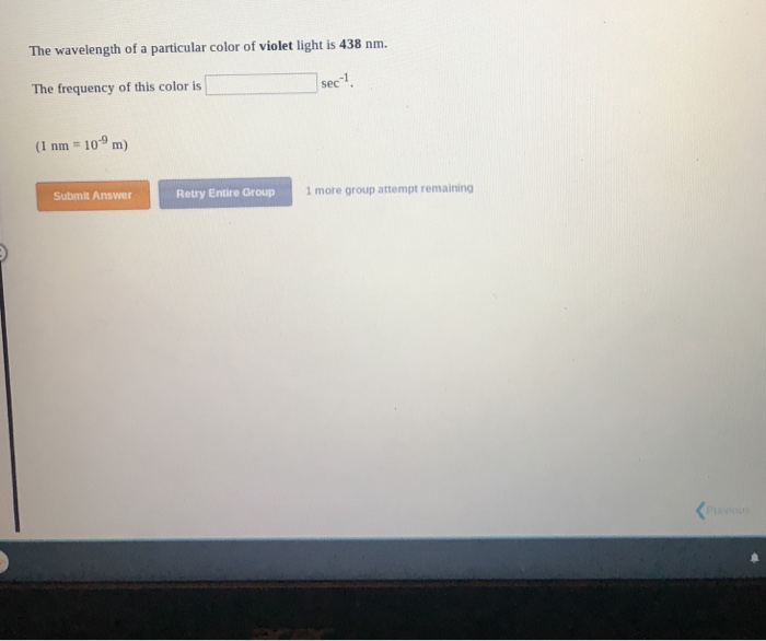 Solved The wavelength of a particular color of violet light | Chegg.com