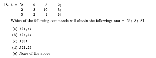 Solved Which of the following commands will obtain the | Chegg.com