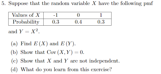 Solved 5. Suppose that the random variable X have the | Chegg.com