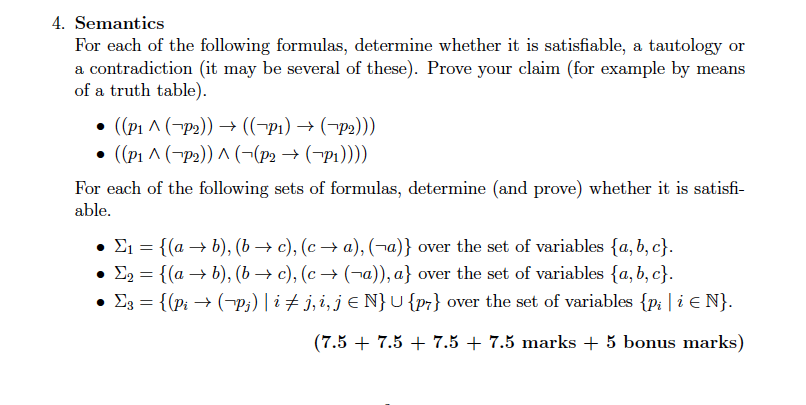 Solved 4. Semantics For each of the following formulas, | Chegg.com