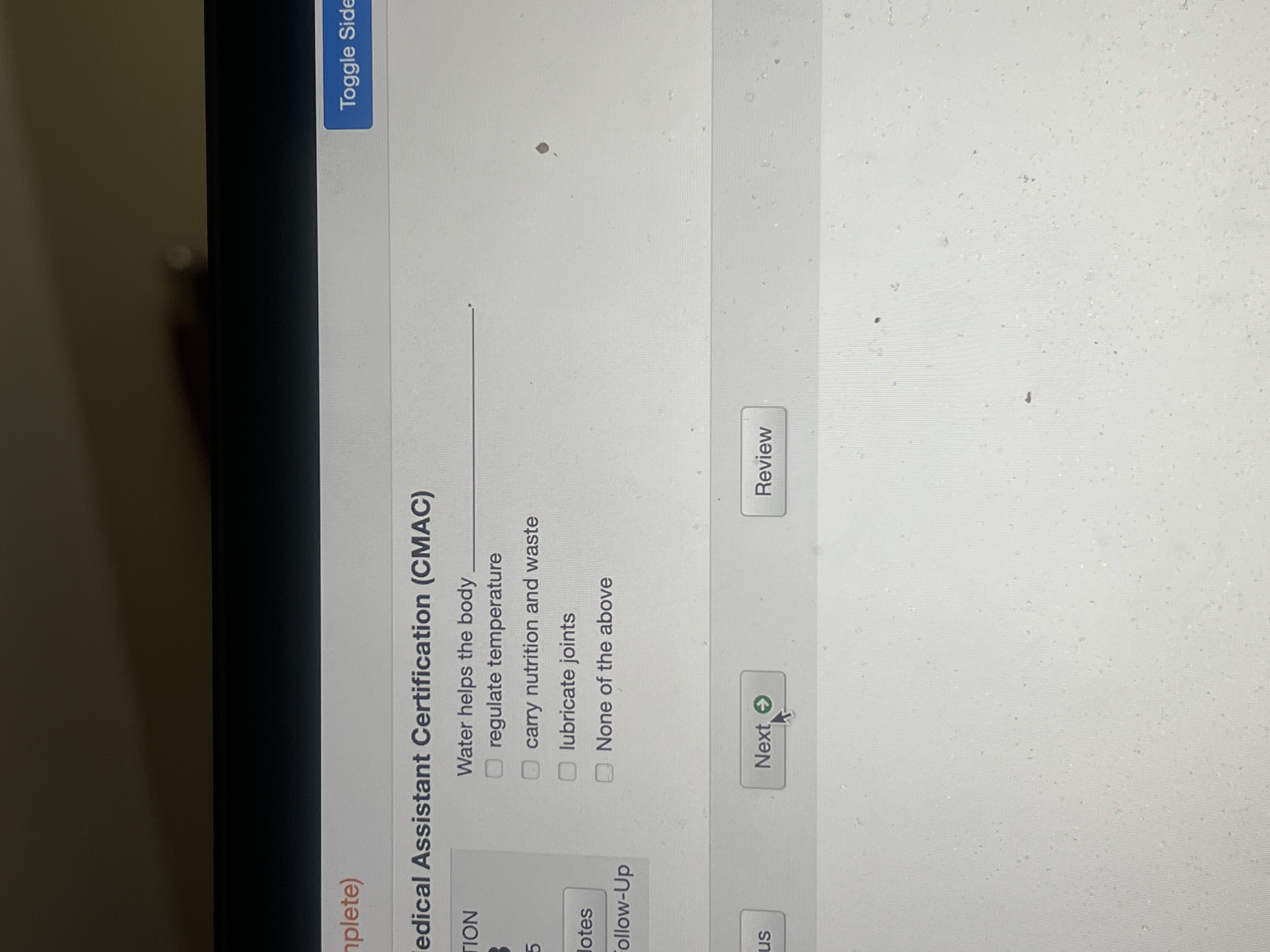 Solved edical Assistant Certification (CMAC)Water helps the | Chegg.com