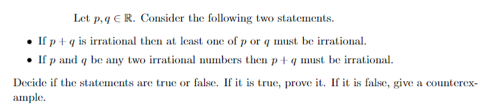 Solved Let p,q∈R. Consider the following two statements. - | Chegg.com