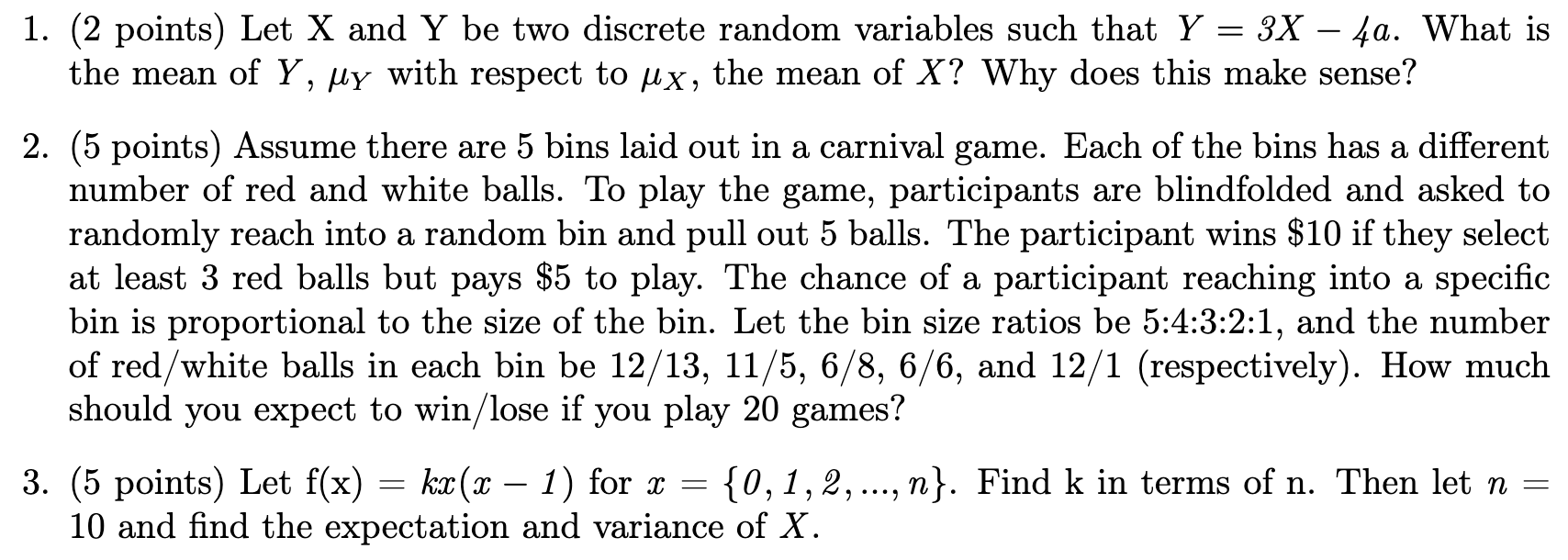 Solved 1 2 Points Let X And Y Be Two Discrete Random 