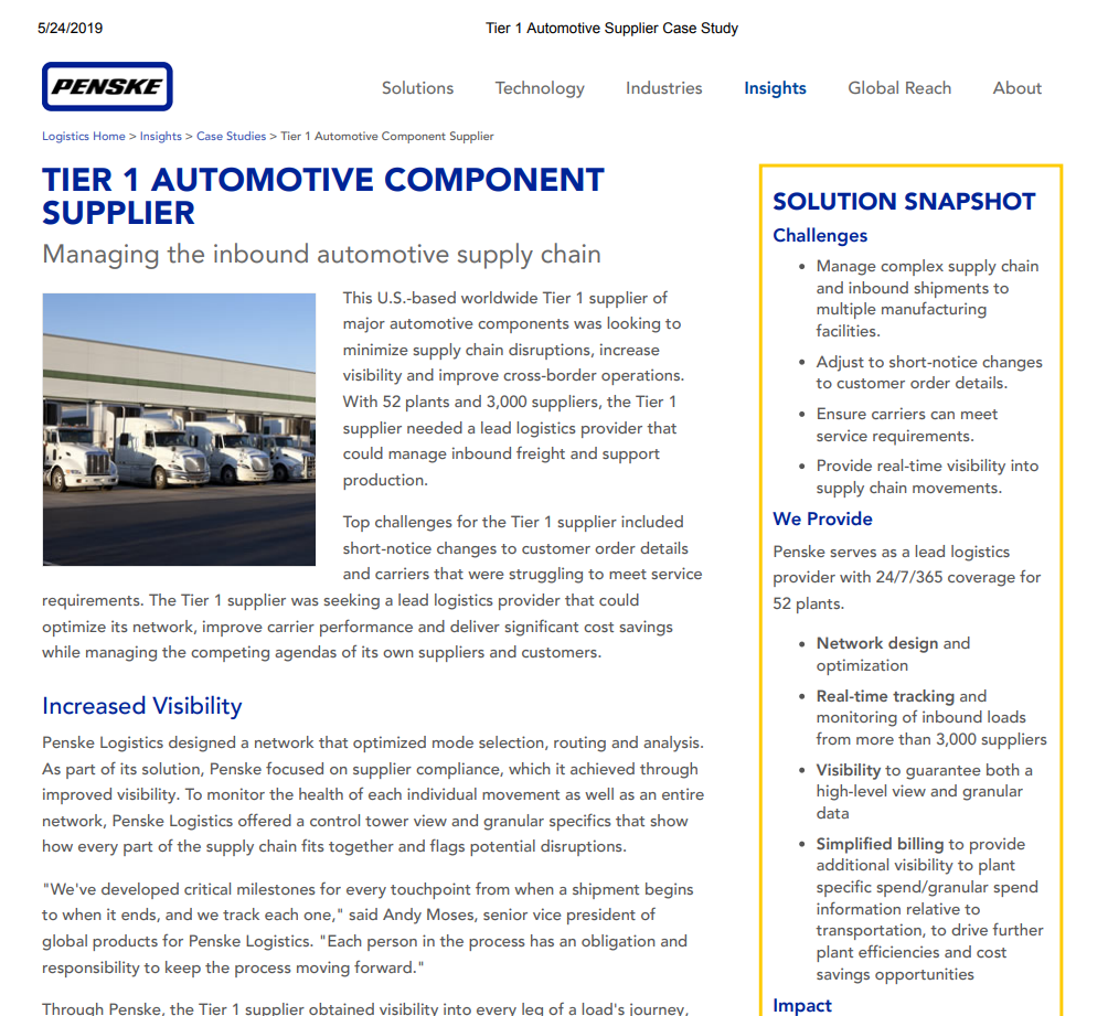 Solved 5/24/2019 Tier 1 Automotive Supplier Case Study | Chegg.com
